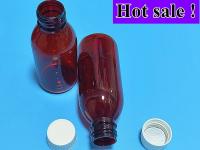 China PET Round Medicine Syrup Bottle 120ml Amber DIN28 Oral Liquid Pharmaceutical Packaging for sale