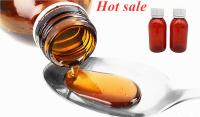 China 28mm PET Amber Syrup Bottle 100ml 120ml 150ml with CRC Child Resistant Cap for sale
