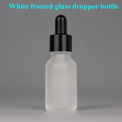 China White Frosted Glass Essential Oil Bottle 10ml 30ml 50ml with Dropper for Serum for sale