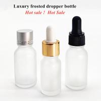 China 5ml-50ml Frosted Glass Dropper Bottle Essential Oil Serum Bottle 18mm Neck for sale