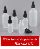 China Frosted White Glass Essential Oil Bottle 10ml 30ml 50ml with Glass Pipette for sale