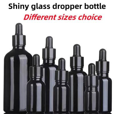 China 5ml 10ml 15ml 30ml Dark Violet Glass Serum Bottle with Dropper Cap for Skincare Cosmetic Packaging for sale