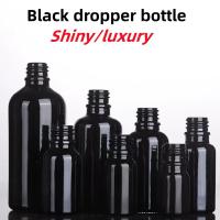 China 5ml 10ml 15ml 30ml Dark Violet Glass Serum Bottle with Dropper Cap for Skincare Cosmetic Packaging for sale