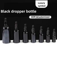 China 5ml 10ml 15ml 30ml Dark Violet Glass Serum Bottle with Dropper Cap for Skincare Cosmetic Packaging for sale