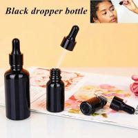 China Shiny Black Glass Dropper Bottles 10ml 20ml 30ml 50ml Empty Essential Oil Bottles with Pipette for sale