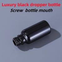 China Customizable 30ml Black Glass Serum Dropper Bottle with Screw Cap DIN18 for sale