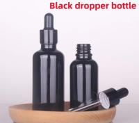 China 50ml Black Glass Dropper Bottle Essential Oil Bottle DIN18 117mm Height for sale