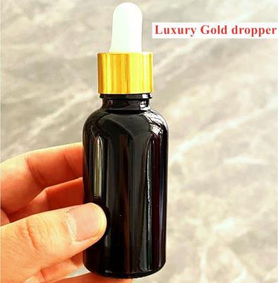 China Shiny Black Glass Dropper Bottle 10ml 30ml 50ml 100ml Essential Oil Cosmetic Packaging for sale