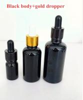 China Shiny Black Glass Dropper Bottle 10ml 30ml 50ml 100ml Essential Oil Cosmetic Packaging for sale