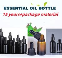China 10ml 50ml Shiny Black Glass Dropper Bottle with Calibrated Glass Pipette for Essential Oil for sale