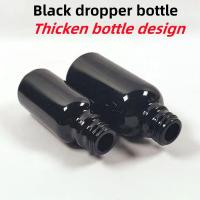 China Black Frosted Amber Glass Dropper Bottles 10ml 100ml Empty Essential Oil Bottles with Childproof Cap for sale