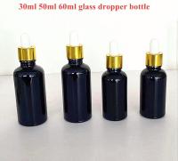 China Black Frosted Amber Glass Dropper Bottles 10ml 100ml Empty Essential Oil Bottles with Childproof Cap for sale