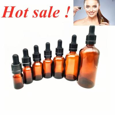 China Amber Glass Dropper Bottle 10ml 20ml 30ml 50ml Essential Oil Packaging with Childproof Cap for sale