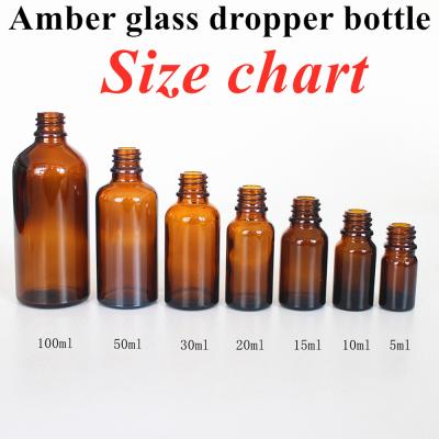 China Amber Glass Essential Oil Bottle 10ml 30ml 60ml for Serum Packaging for sale