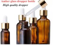 China 30ml 50ml 60ml Empty Round Amber Glass Dropper Bottle with Childproof Cap for Essential Oil for sale