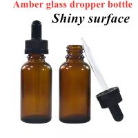China 30ml 50ml 60ml Empty Round Amber Glass Dropper Bottle with Childproof Cap for Essential Oil for sale