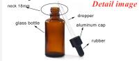 China Amber Glass Dropper Bottle 10ml 60ml Essential Oil Cosmetic Packaging with Black Dropper for sale