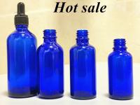 China Blue Glass Dropper Bottles 10ml 20ml 30ml 50ml for Serum Essential Oil Cosmetic Packaging for sale