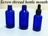 China Blue Glass Dropper Bottles 10ml 20ml 30ml 50ml for Serum Essential Oil Cosmetic Packaging for sale