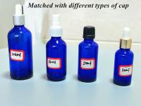 China Blue Glass Dropper Bottles 10ml 20ml 30ml 50ml for Serum Essential Oil Cosmetic Packaging for sale