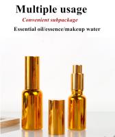 China Luxury Gold UV Electroplate Glass Dropper Bottle 30ml 50ml for Essential Oil Serum with Spray Head for sale