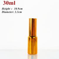 China Luxury Gold UV Electroplate Glass Dropper Bottle 30ml 50ml for Essential Oil Serum with Spray Head for sale