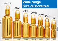 China Luxury Cosmetic Glass Dropper Bottle 10ml 50ml Electroplating Gold Essential Oil Serum Packaging for sale