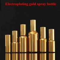 China 30ml 50ml Electroplated Gold Silver Glass Spray Bottle for Cosmetics Essential Oil for sale