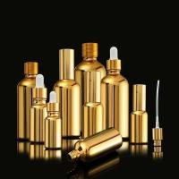 China 30ml 50ml Electroplated Gold Silver Glass Spray Bottle for Cosmetics Essential Oil for sale