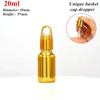 China 10ml 50ml Electroplate Gold Glass Dropper Bottles for Essential Oil Cosmetic Packaging for sale