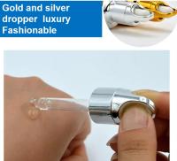 China 10ml 50ml Electroplate Gold Glass Dropper Bottles for Essential Oil Cosmetic Packaging for sale