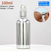 China 10ml 50ml Electroplate Gold Glass Dropper Bottles for Essential Oil Cosmetic Packaging for sale