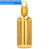 China 10ml 20ml 30ml 50ml Electroplated Gold Glass Essential Oil Bottle with Dropper for sale