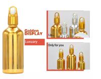 China 10ml 20ml 30ml 50ml Electroplated Gold Glass Essential Oil Bottle with Dropper for sale