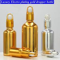 China Silver Gold Plated 50ml Glass Serum Bottle with Dropper Electroplate Luxury Essential Oil Packaging for sale