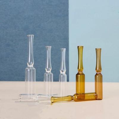China ISO Standard Type I Borosilicate Glass Ampoule 1ml 2ml 5ml Amber Transparent for Pharma Injection for sale