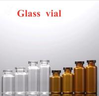 China 5ml 7ml 10ml Clear Amber Crimp Top Tubular Glass Vial with Rubber Stopper for Injection for sale