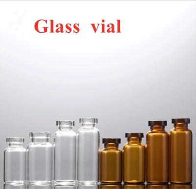 China 5ml 7ml 10ml Clear Amber Crimp Top Tubular Glass Vial with Rubber Stopper for Injection for sale