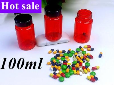 China Transparent Red Empty Prescription Bottles 100cc 150ml For Supplement Pill for sale