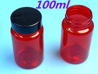 China PET Plastic Red 100ml 150ml Solid Medicine Bottle Capsule Pill Packaging Container Healthcare Supplement Bottle for sale