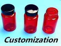 China 100ml 150ml PET Empty Pill Bottles Red Plastic Medicine Container for Supplement Vitamins for sale
