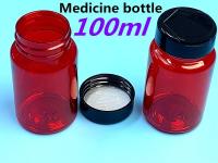 China 100ml 150ml PET Empty Pill Bottles Red Plastic Medicine Container for Supplement Vitamins for sale