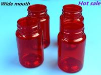 China 100ml 150ml PET Empty Pill Bottles Red Plastic Medicine Container for Supplement Vitamins for sale