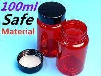China 100ml 150ml PET Empty Pill Bottles Red Plastic Medicine Container for Supplement Vitamins for sale