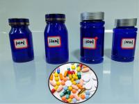 China 100ml 120ml 175ml Transparent Blue PET Plastic Medicine Bottle for Pills Capsules Solid Powder Refillable for sale