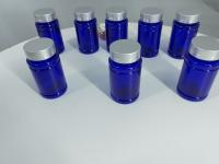 China 100ml 120ml 175ml Transparent Blue PET Plastic Medicine Bottle for Pills Capsules Solid Powder Refillable for sale