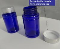 China 100ml 120ml 175ml Transparent Blue PET Plastic Medicine Bottle for Pills Capsules Solid Powder Refillable for sale