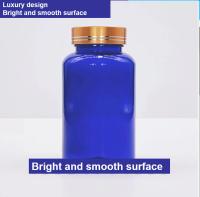China Blue PET Plastic Medicine Bottle 100ml 120ml for Pills Capsules Tablets Vitamin Supplement Container for sale