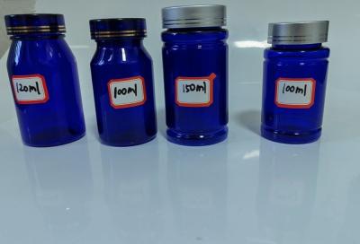 China Pharmaceutical 100ml 120ml 175ml Blue PET Plastic Pill Capsule Bottle with Screw Cap for sale