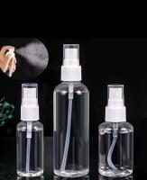 China 50ml 60ml 100ml PET Clear Round Refillable Hand Sanitizer Spray Bottle Custom for sale
